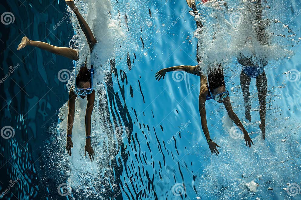 Precision and Teamwork: Chinese Female Divers in Synchronized Action Stock Illustration ...