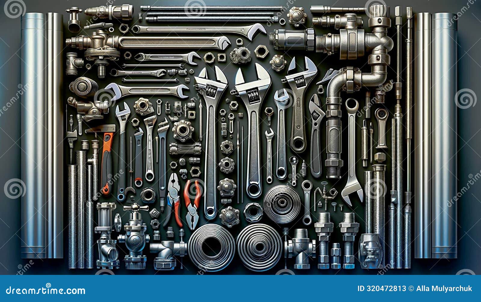Precision Tools and Metallic Equipment Arrangement Stock Illustration ...