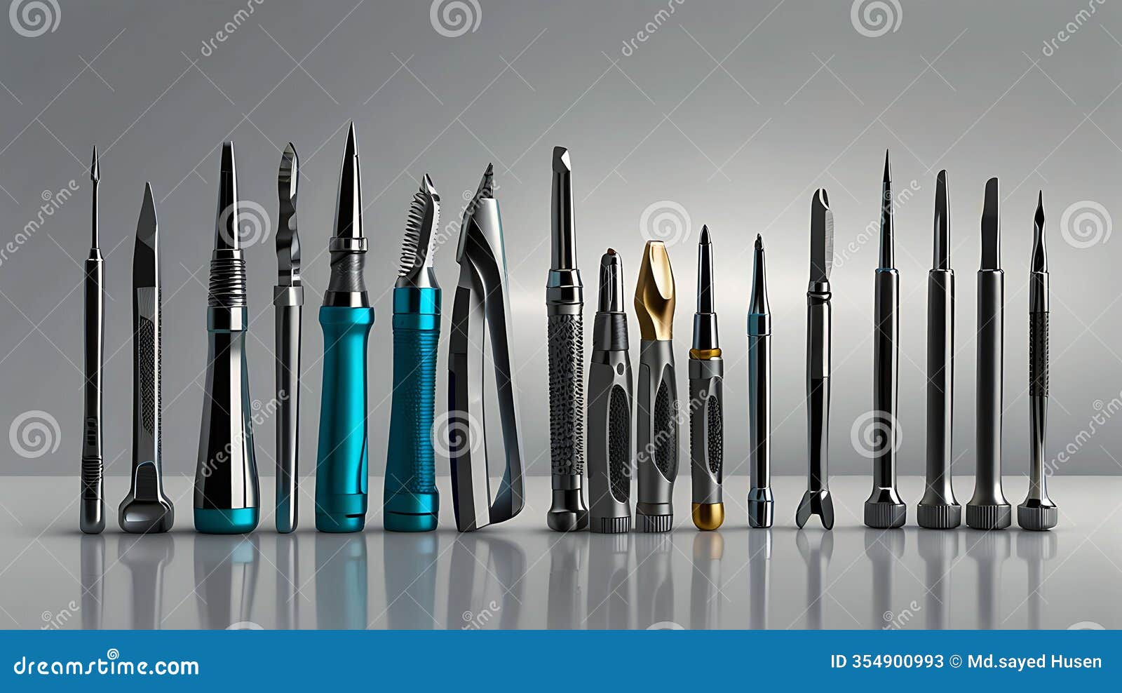 Precision Tools in a Row, High-End Design Stock Illustration ...