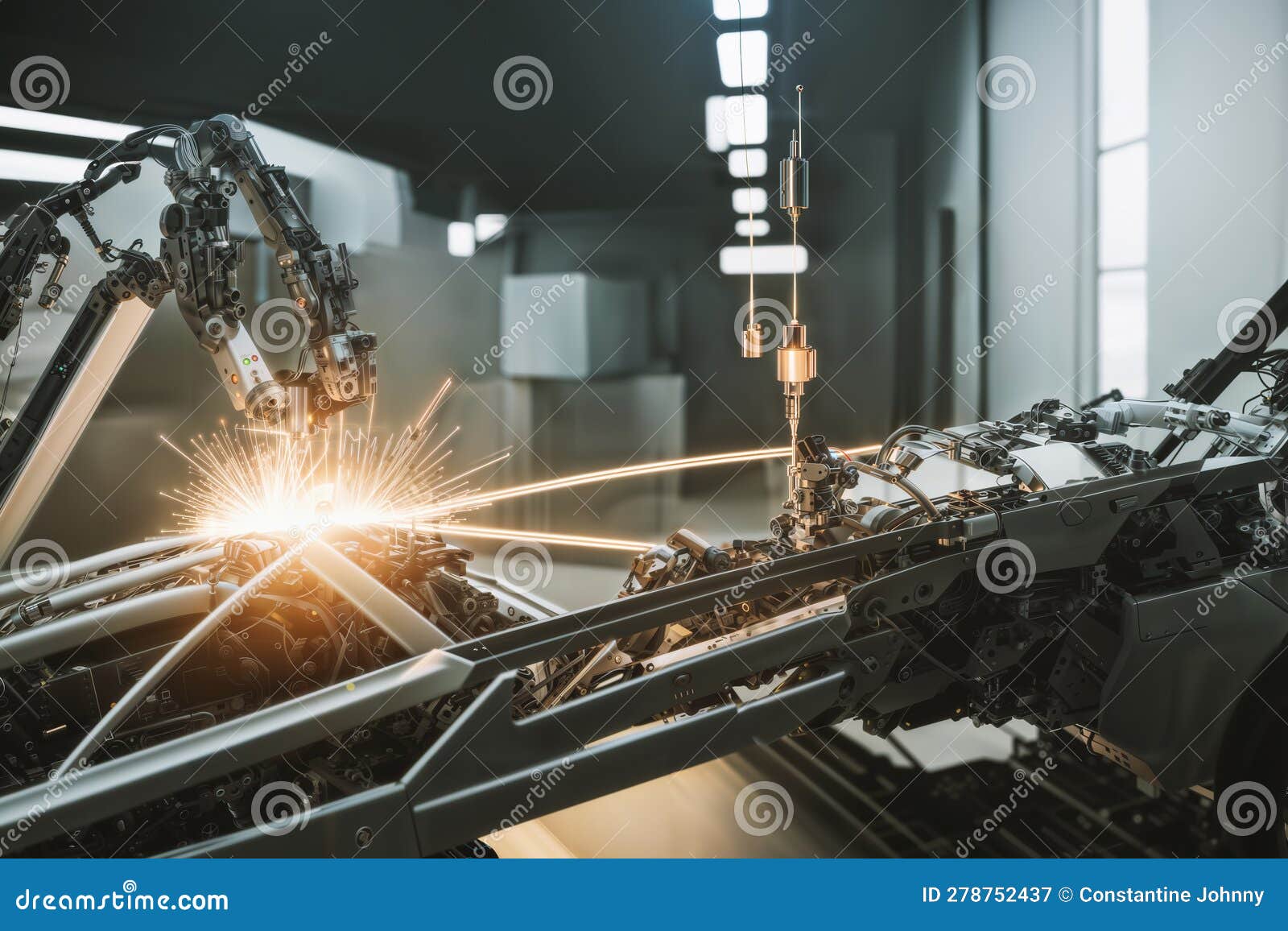 Precision Welding by Futuristic Robot on Electrical Equipment. Created ...