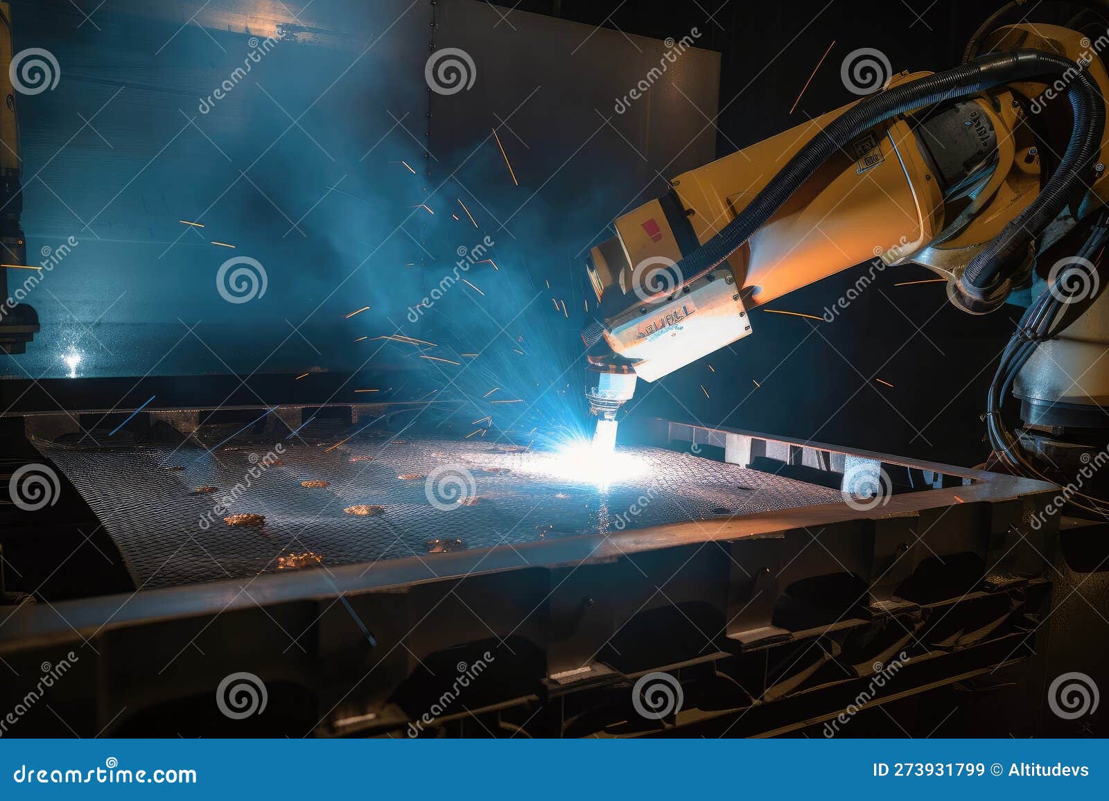 Precision Welding Robot Performing Complex Weld on Aircraft Wing Stock ...