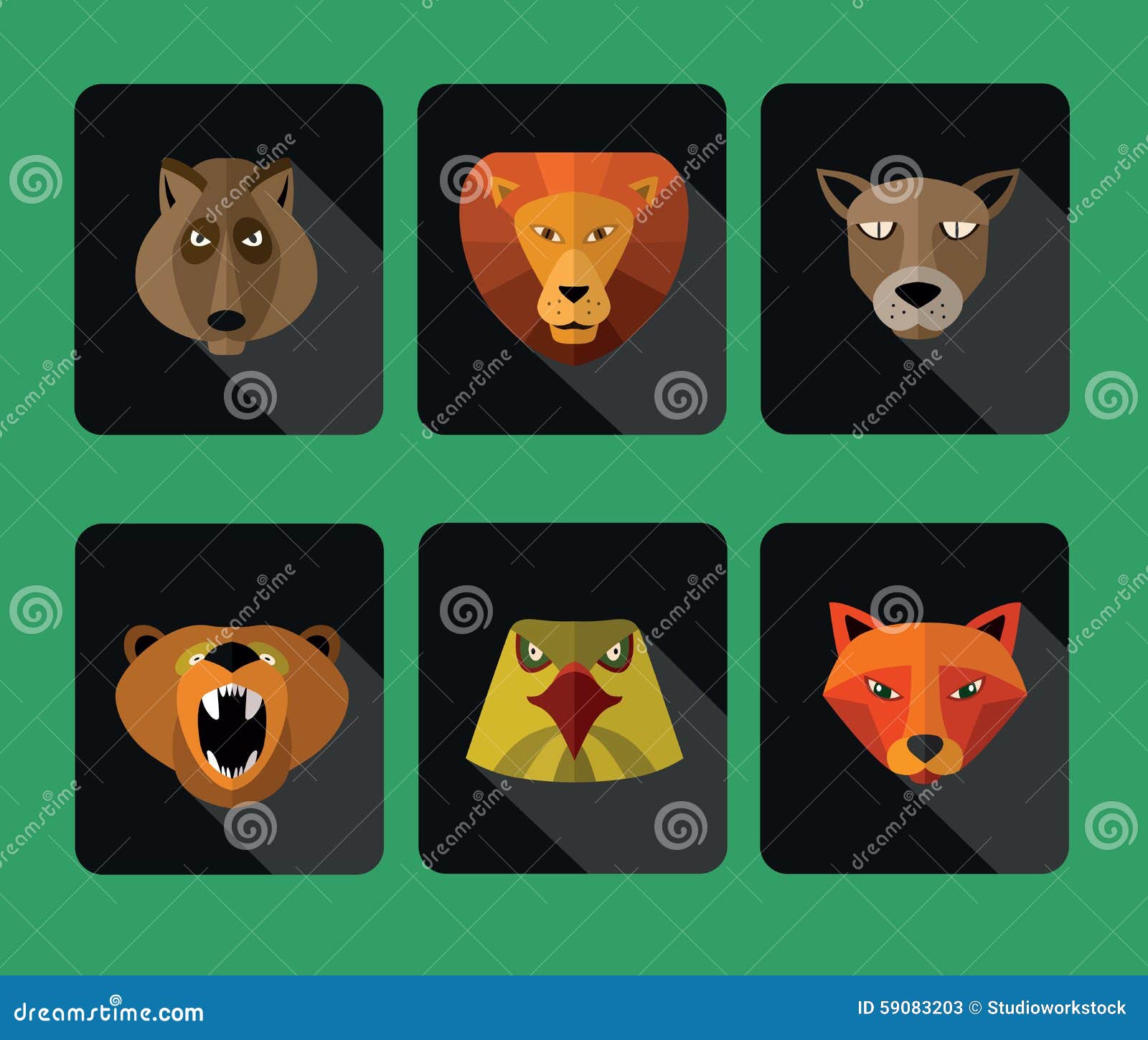 Predator Animals Icons. Vector Format. Stock Vector - Illustration of ...
