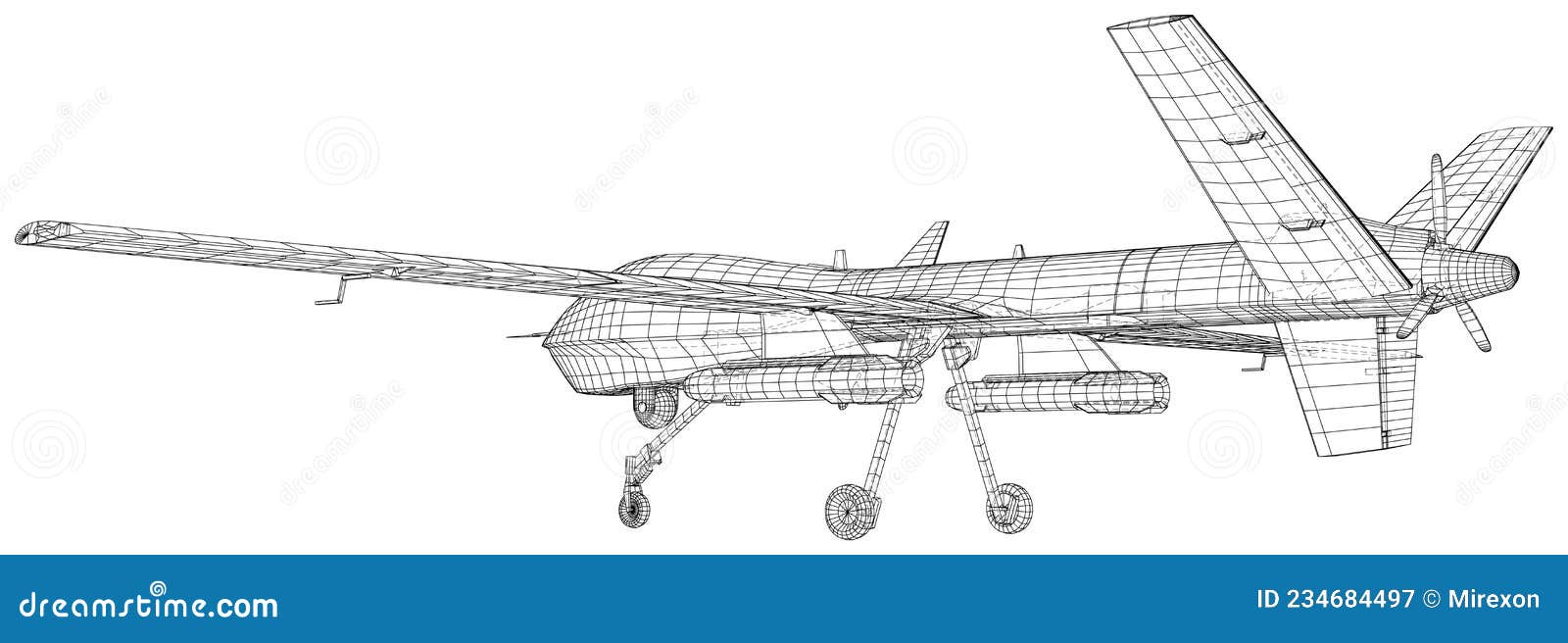 Predator Drone. Aircraft. Wire-frame EPS10 Format Stock Vector ...