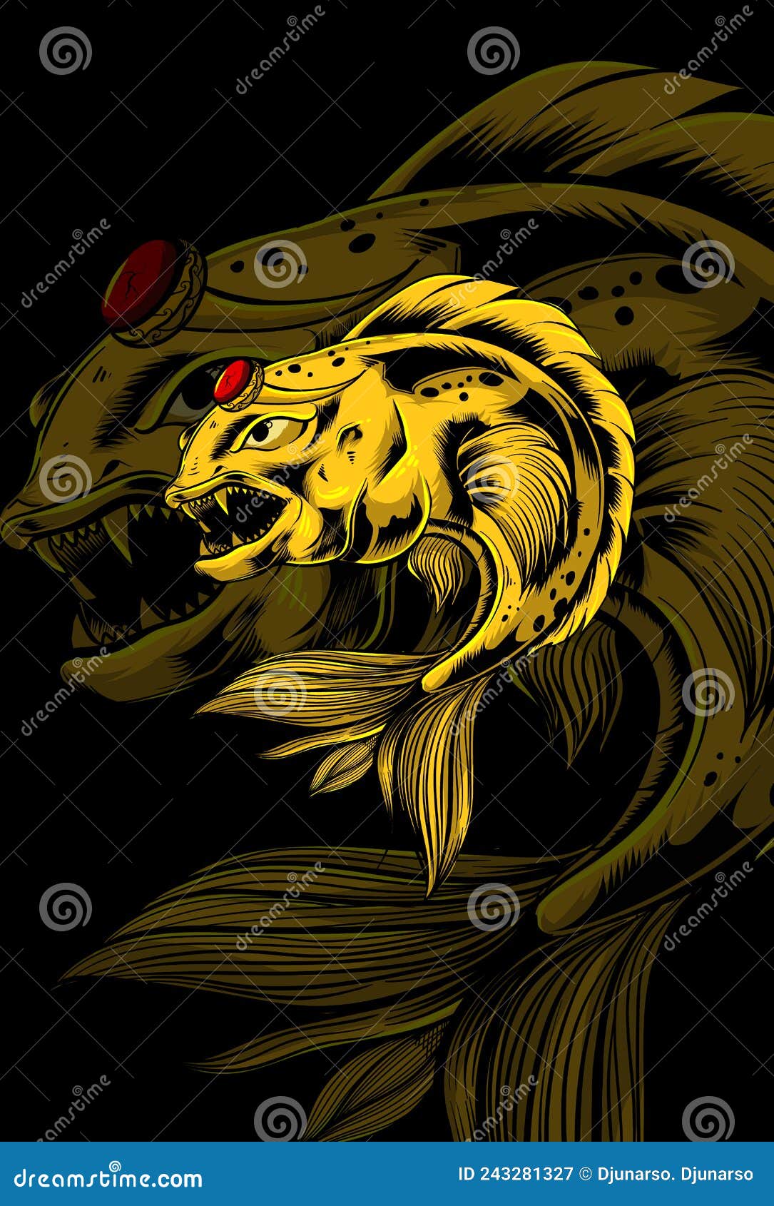 Predator Fish Artwork Vector Illustration Stock Vector - Illustration ...