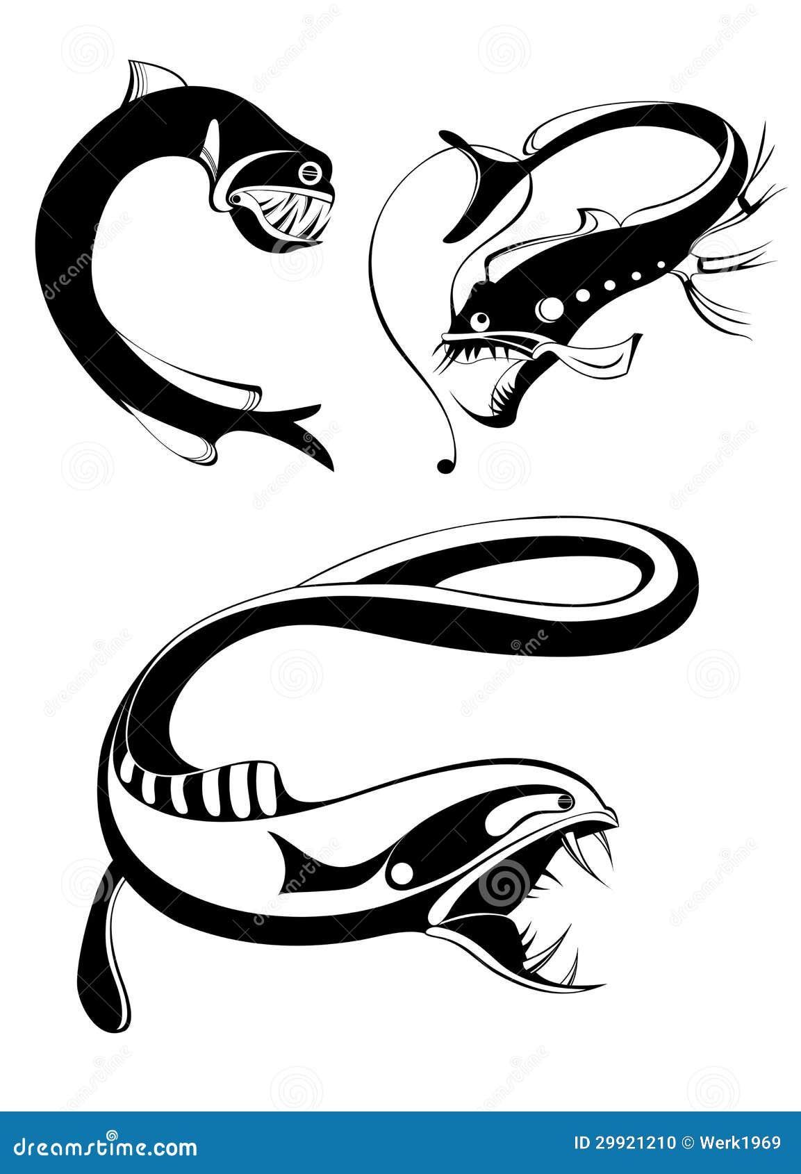 Predator Fish Seascape, Shark Drawing Under Water Landscape, Predatory ...