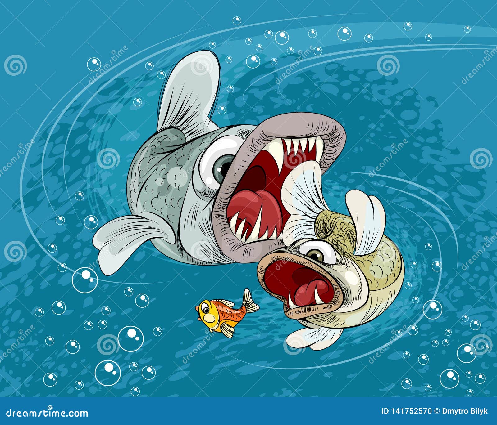 Predator Fish Seascape, Shark Drawing Under Water Landscape, Predatory ...