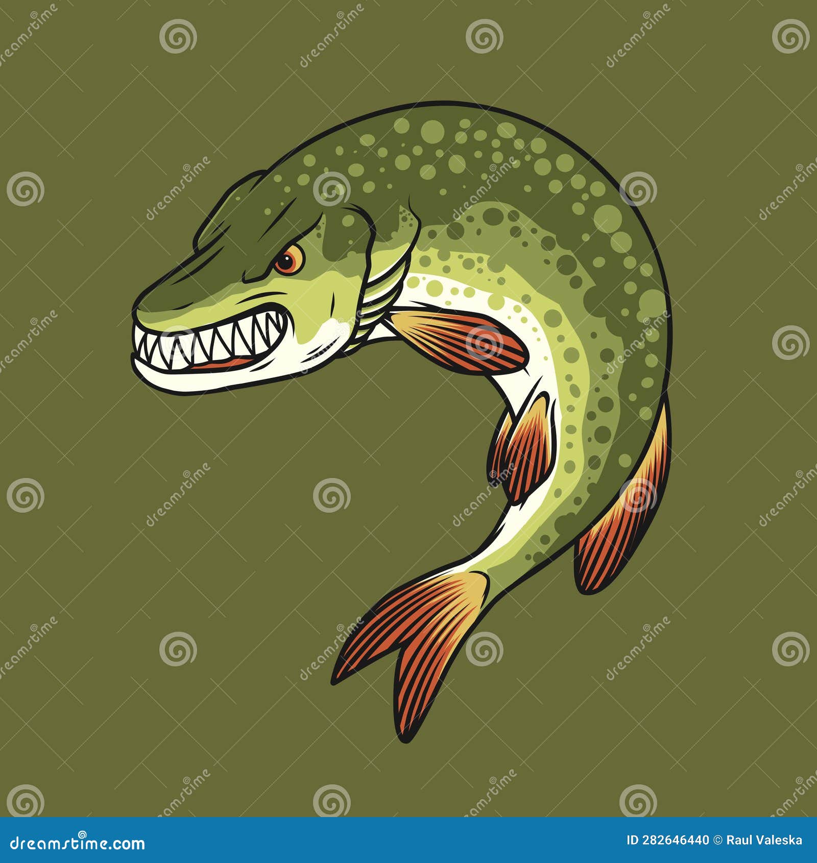 Predator Fish Vector Illustration Stock Illustration - Illustration of ...