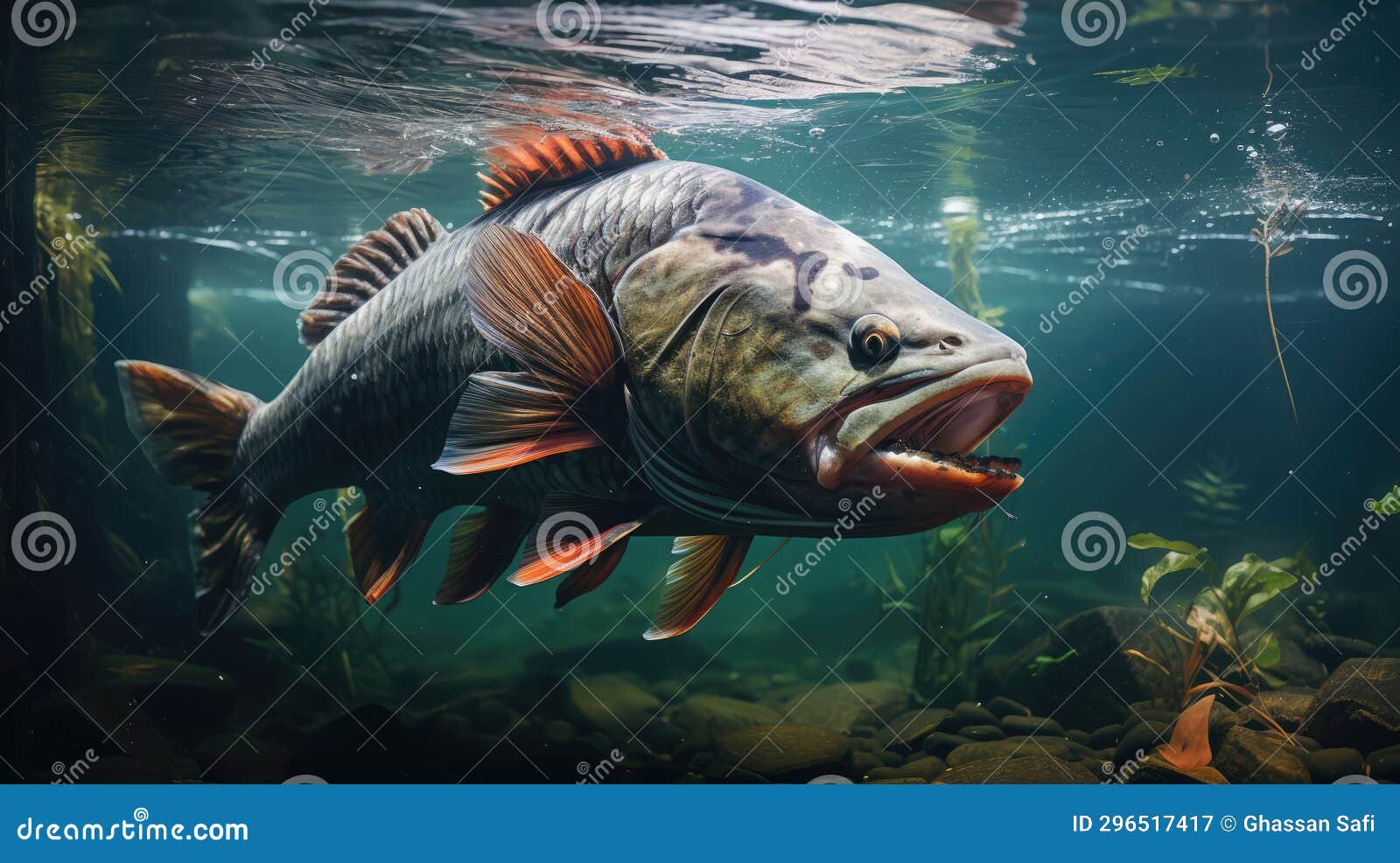 A Predator Fish Waiting for Its Prey Stock Illustration - Illustration ...