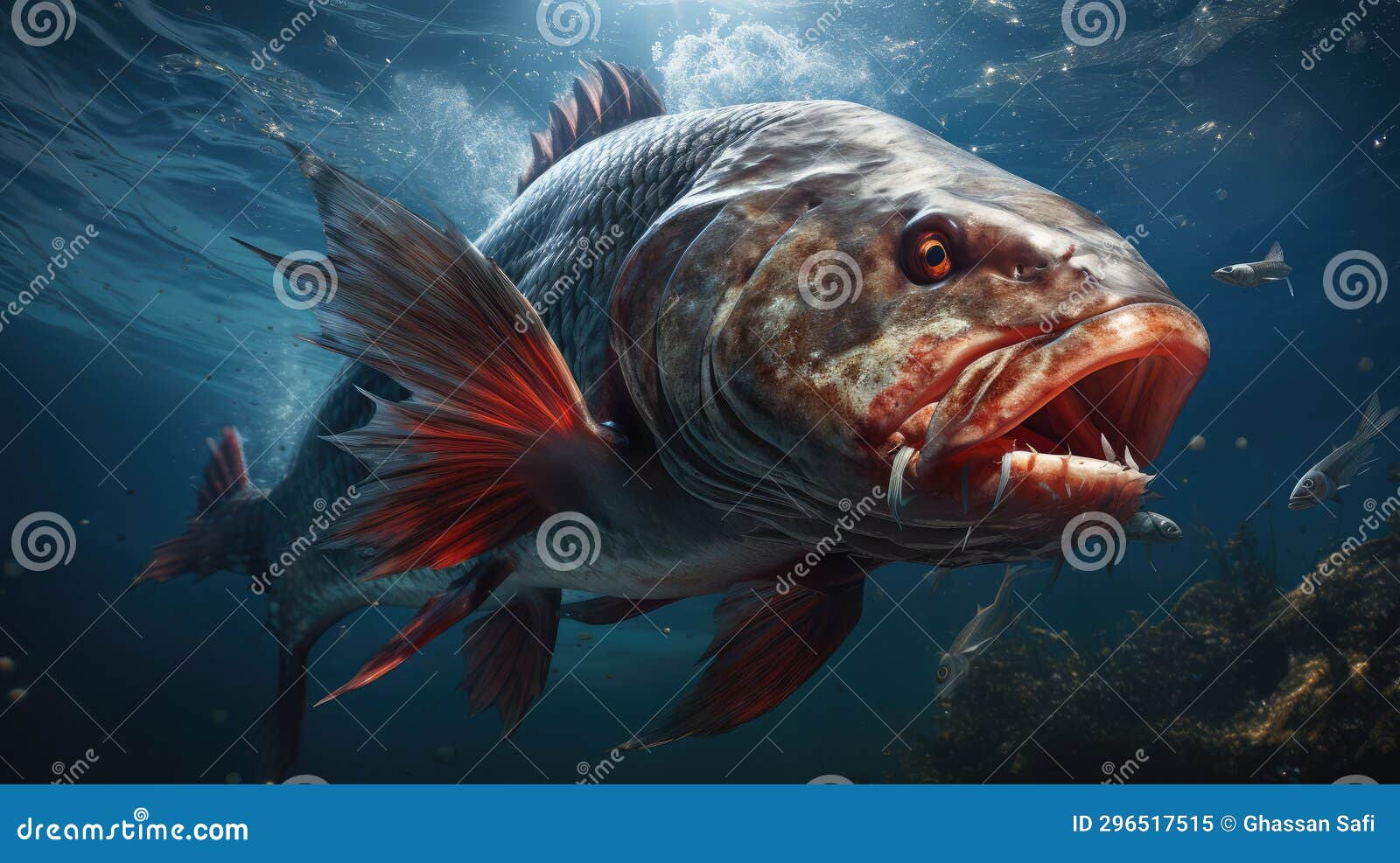 A Predator Fish Waiting for Its Prey Stock Illustration - Illustration ...
