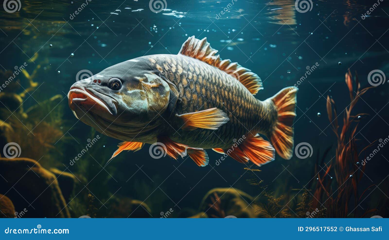 A Predator Fish Waiting for Its Prey Stock Illustration - Illustration ...