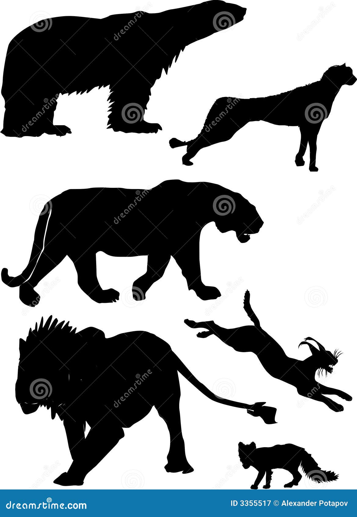 Predator silhouettes stock vector. Illustration of mammal - 3355517