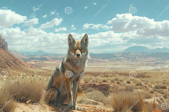 Predator Wild Coyote in the Desert Stock Photo - Image of animals, howl ...