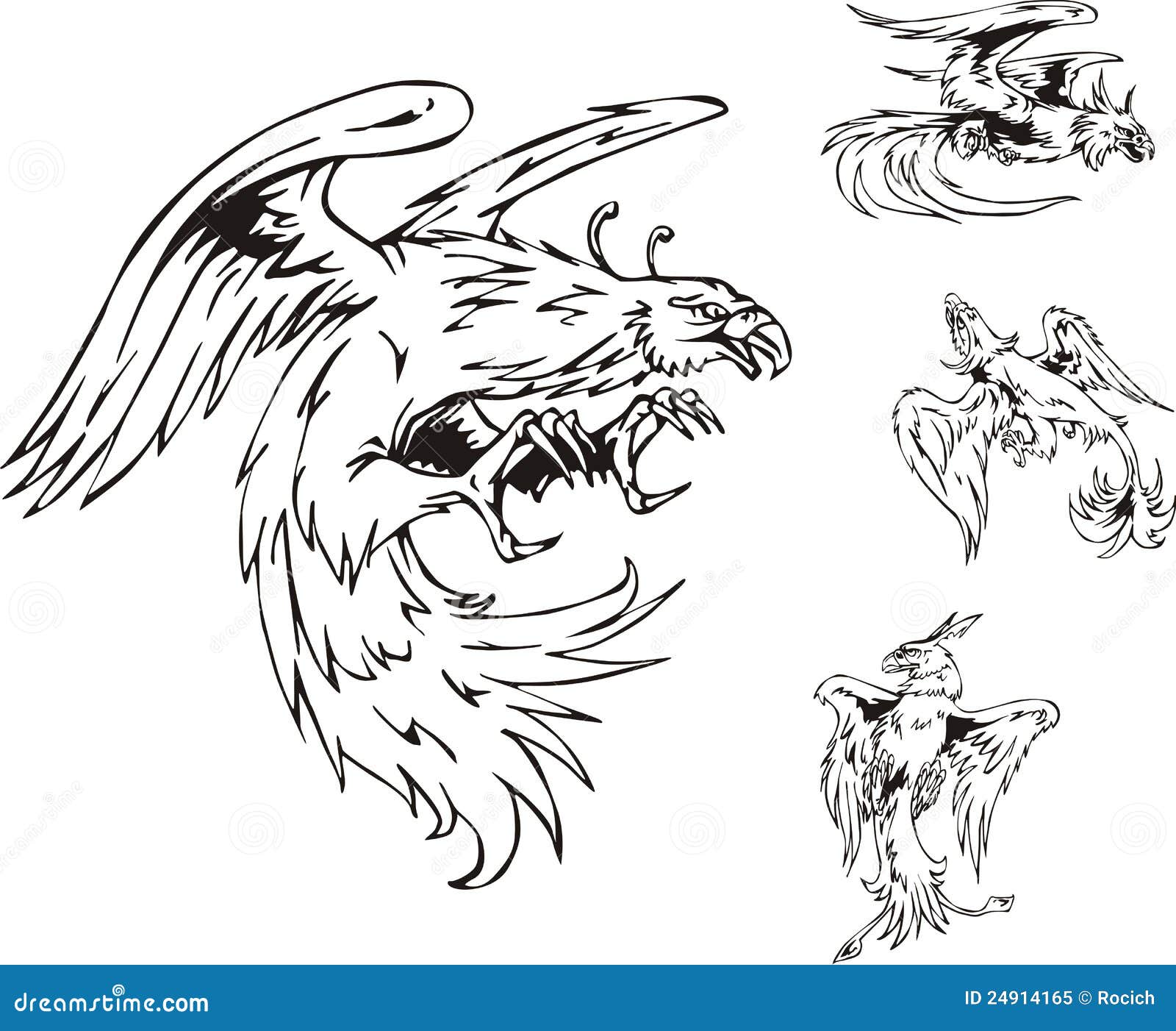 Predatory Bird Tattoos stock vector. Illustration of attacking - 24914165