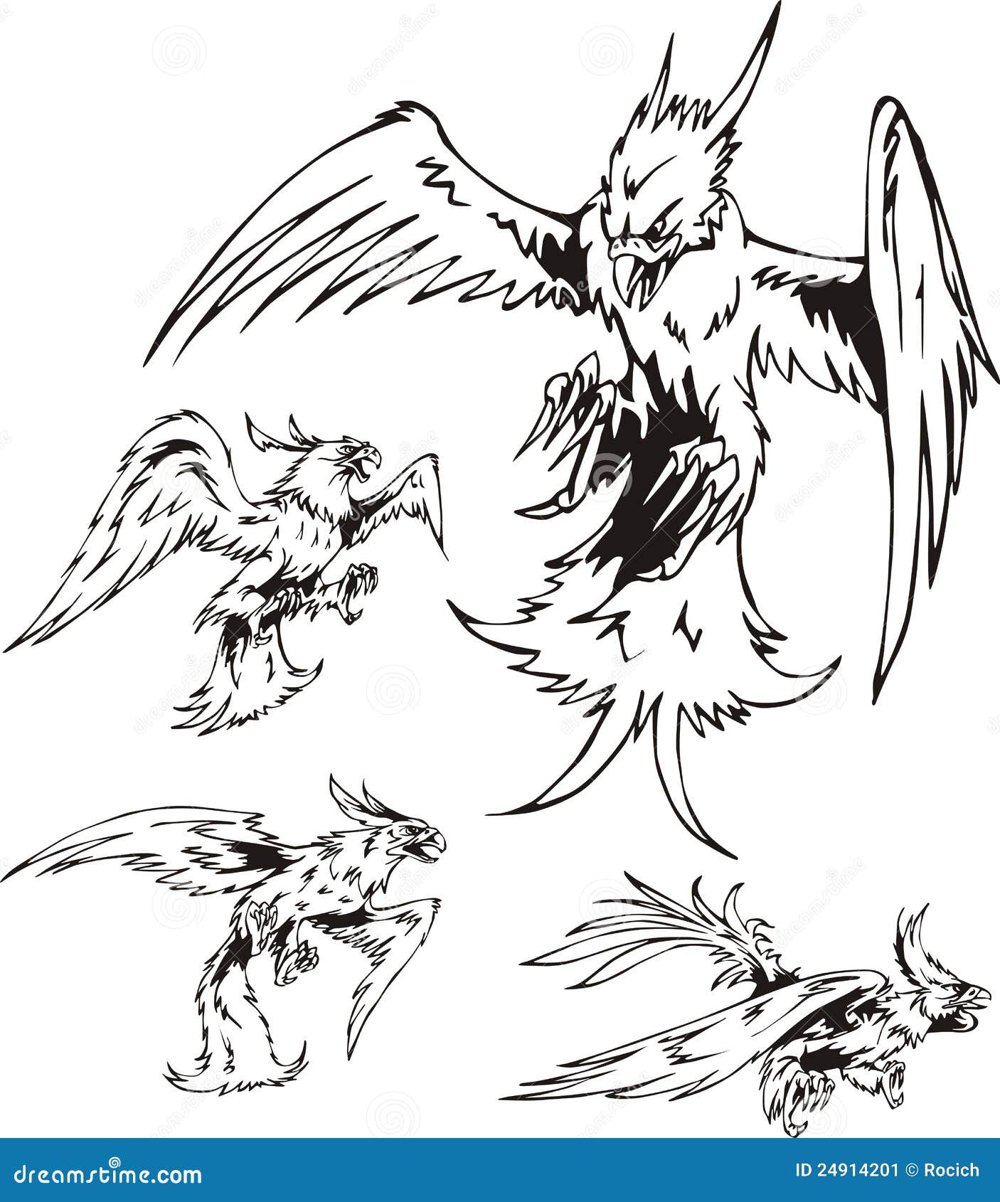 Predatory Bird Tattoos stock vector. Illustration of hawk - 24914201