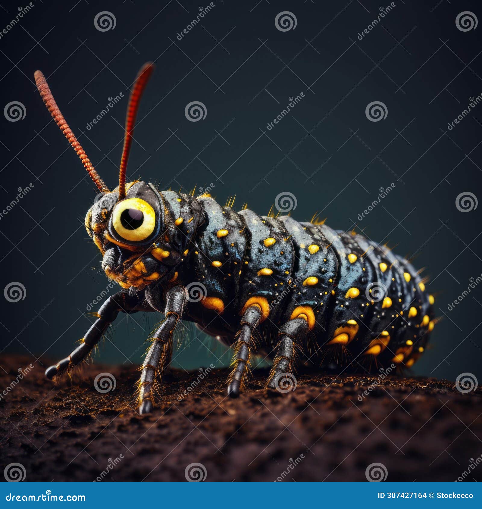 Predatory Bug: Hyper-realistic Sci-fi Caterpillar on Dark Background ...