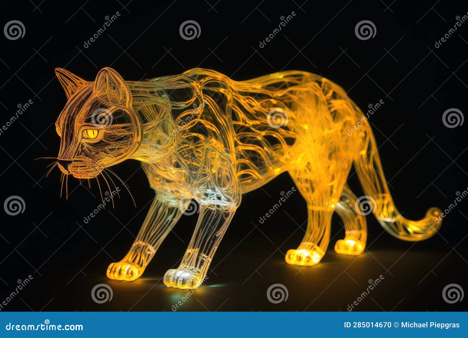 A Predatory Cat Made Entirely of Light Created with Generative AI ...