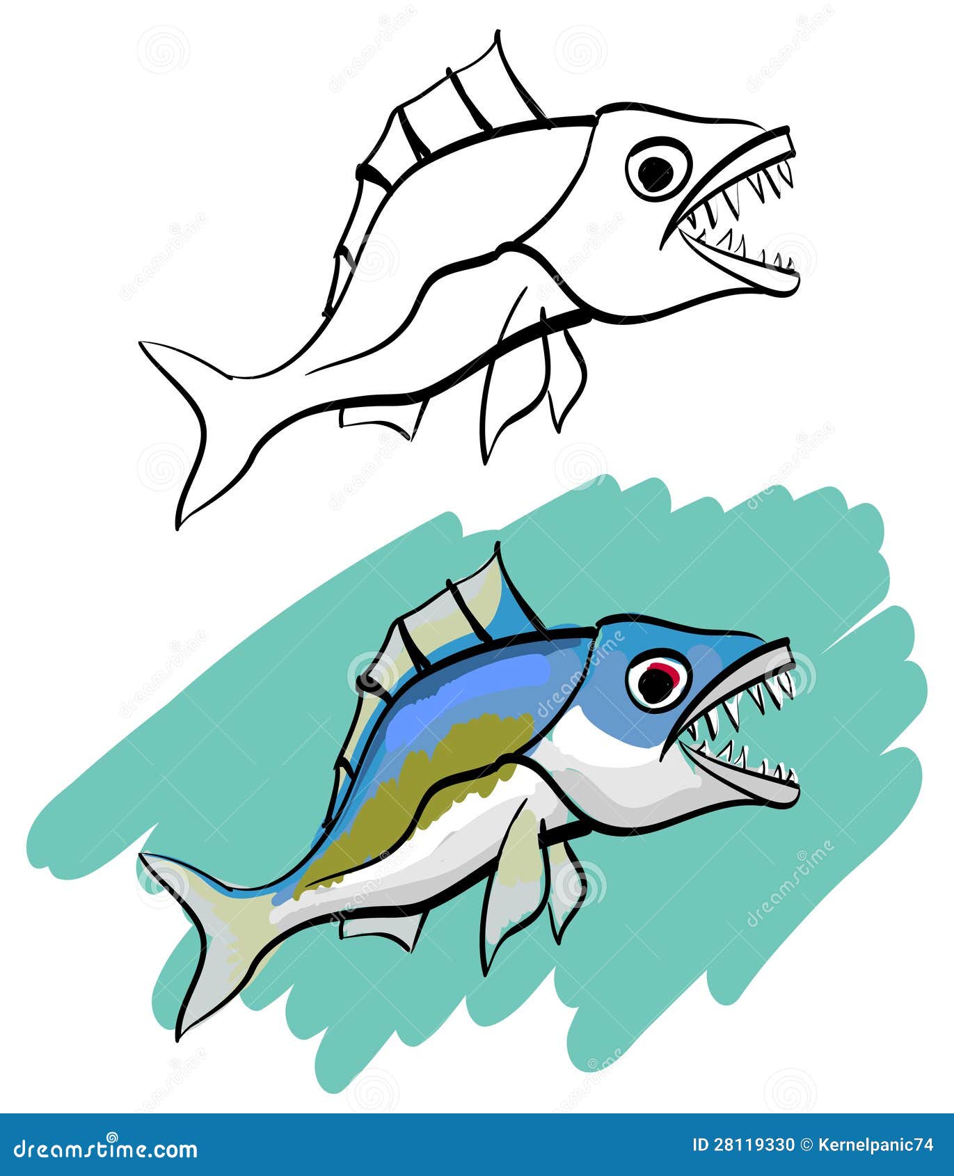 Predatory fish stock vector. Illustration of blue, mascot - 28119330