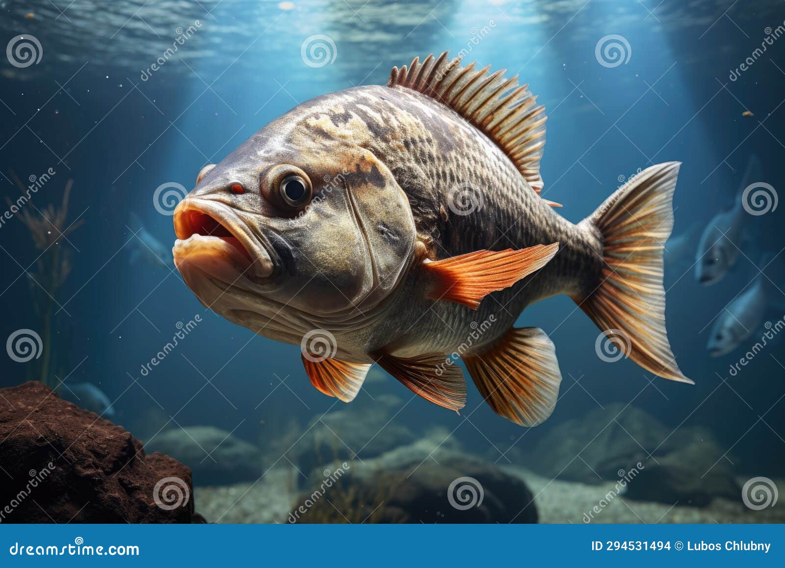 Predatory fish in aquarium stock illustration. Illustration of aquatic ...