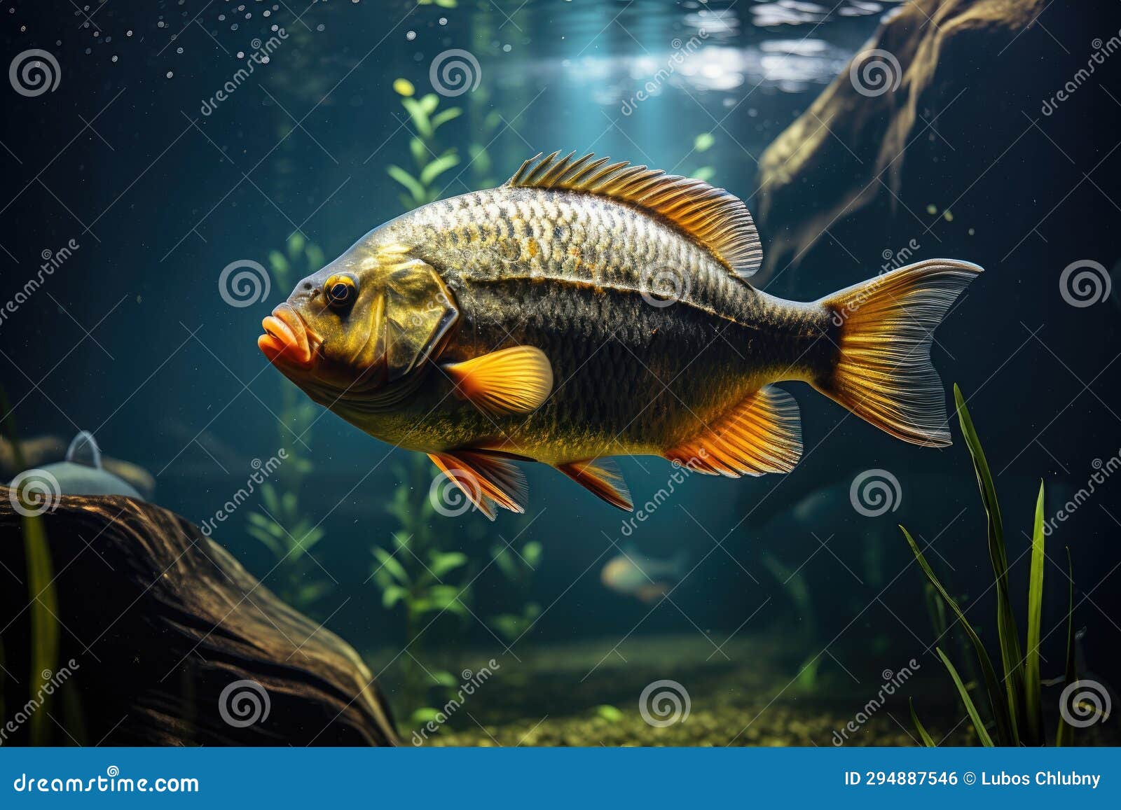 Predatory fish in aquarium stock illustration. Illustration of aquatic ...