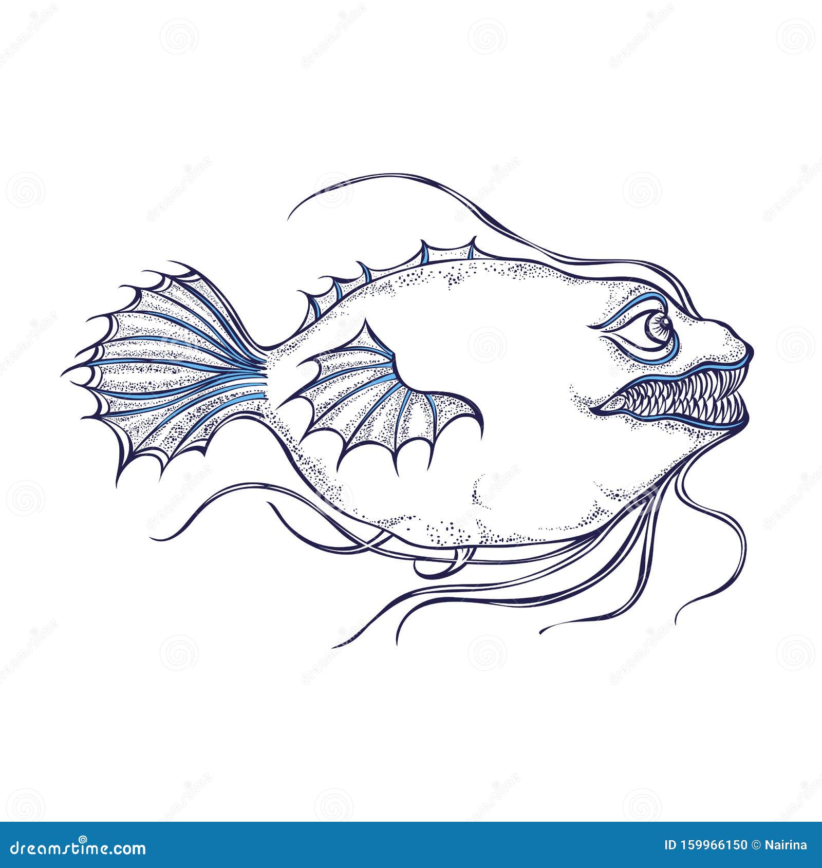 Predatory Fish Cartoon Character on White Background Stock Vector ...