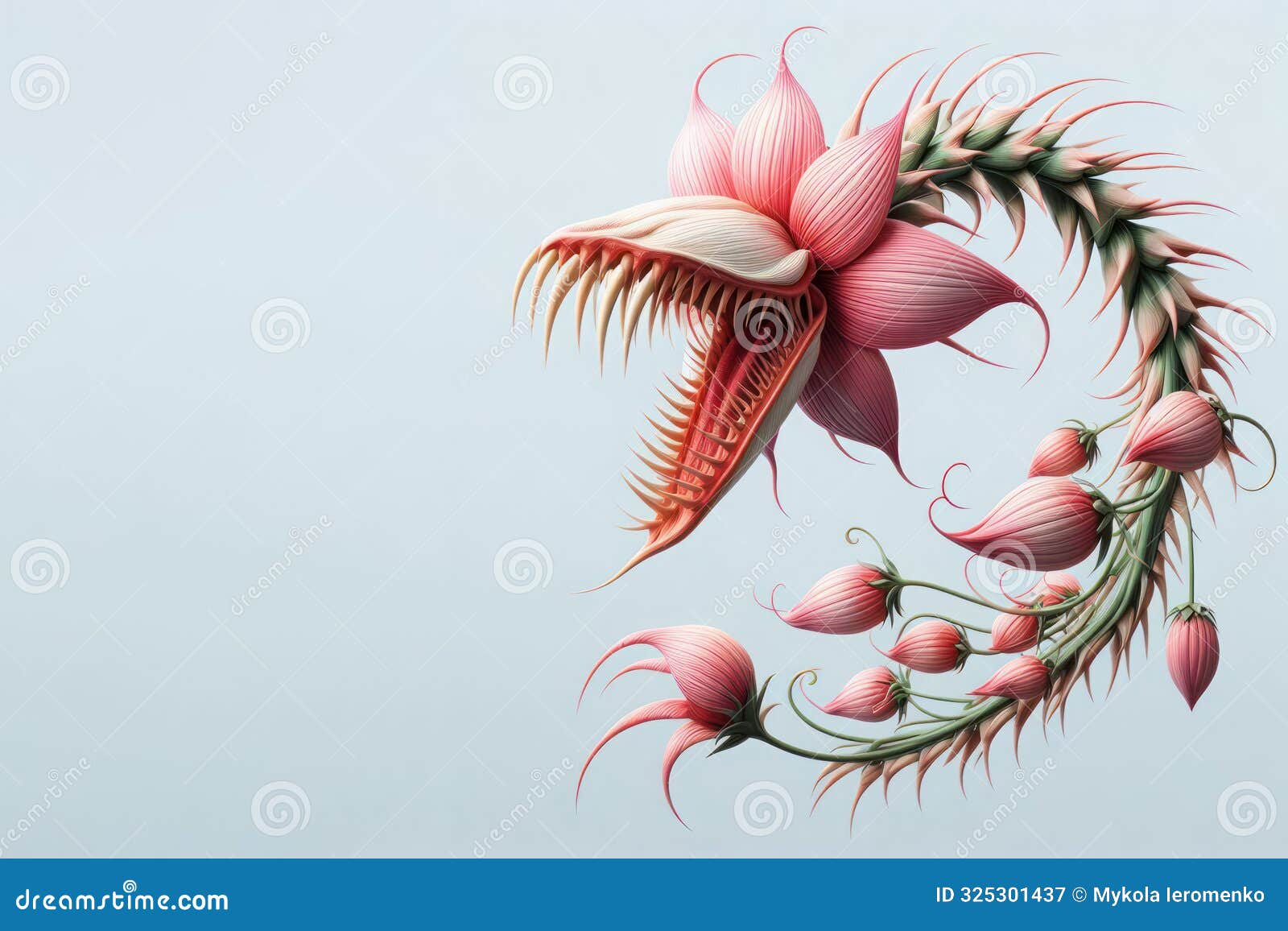 A Predatory Flower with Teeth on a Clean Background. Space for Text ...