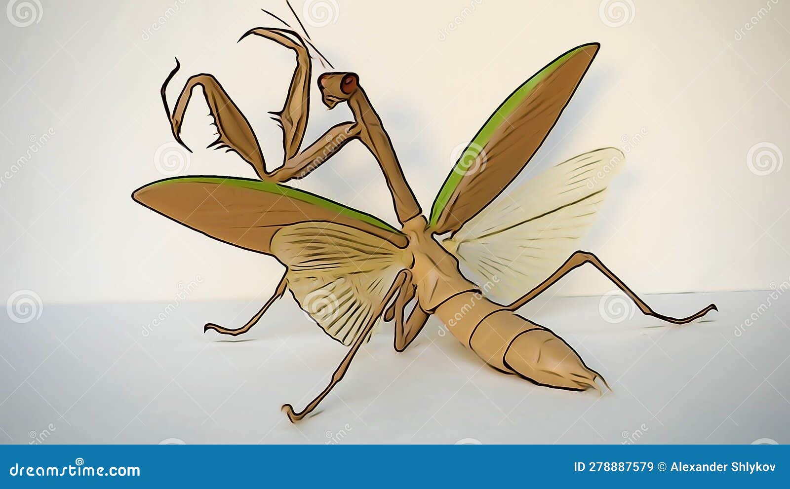 A Predatory Insect Mantis in an Aggressive Fighting Pose. Stock ...