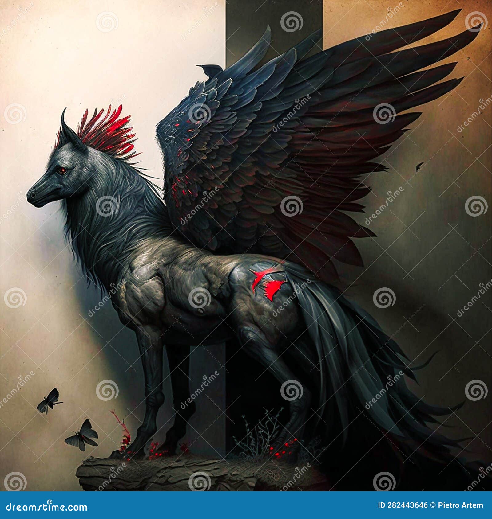 A Predatory Scaly Beast with Flying Wings, Generative AI Stock ...