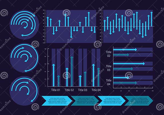 Prediction of Business Growth Infographic Template Set for Dark Theme ...