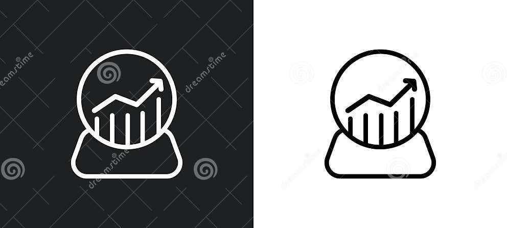 Prediction Outline Icon in White and Black Colors. Prediction Flat ...