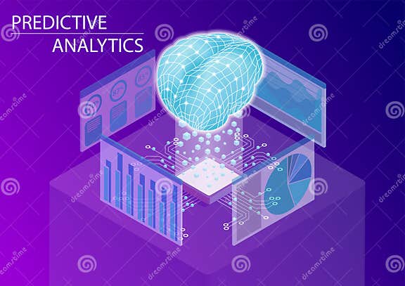 Predictive Analytics and Business Analysis Concept. 3d Isometric Vector ...