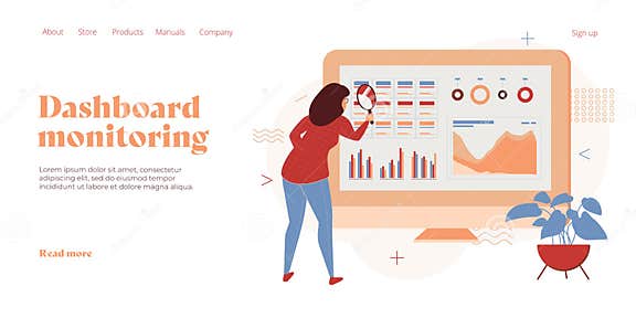 Predictive Analytics Dashboard in Flat Vector Illustration. Data Mining ...