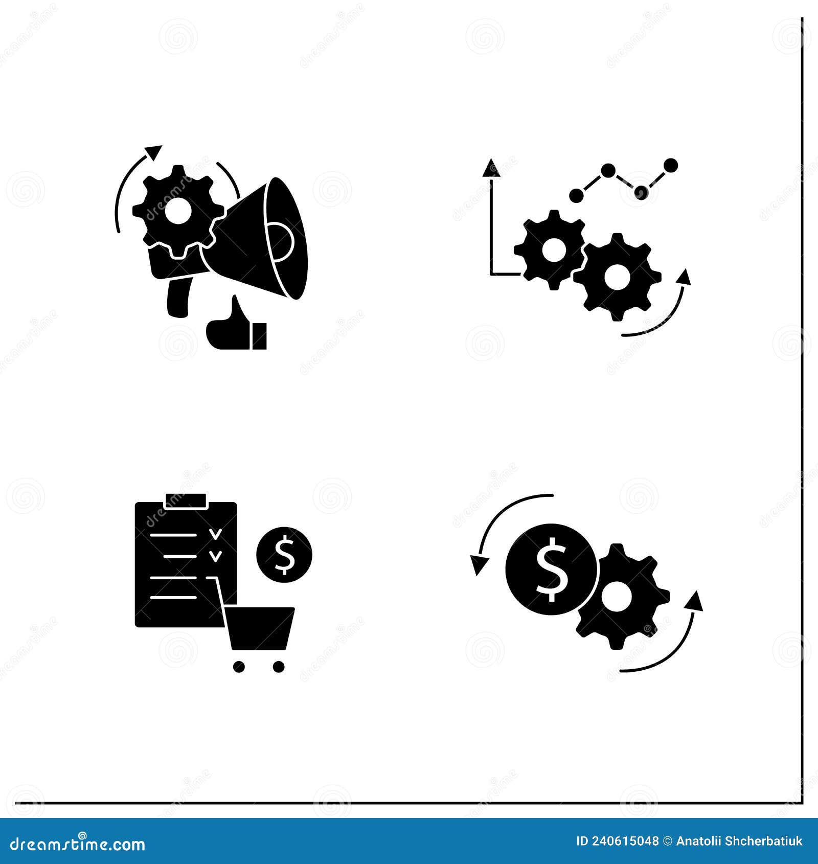 Predictive Analytics Glyph Icons Set Stock Vector - Illustration of ...
