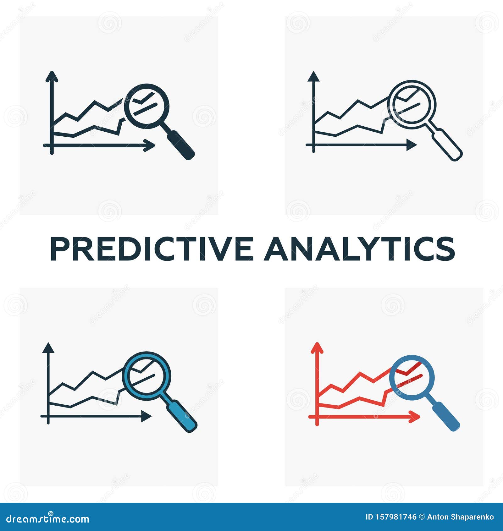 Predictive Analytics Icon Set. Four Elements in Diferent Styles from ...
