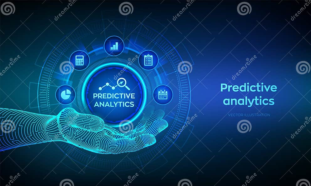 Predictive Analytics Icon in Wireframe Hand. Big Data Analysis ...