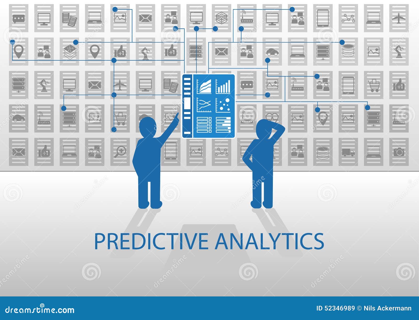Predictive Analytics Illustration. Two Analysts Analyzing Reporting ...