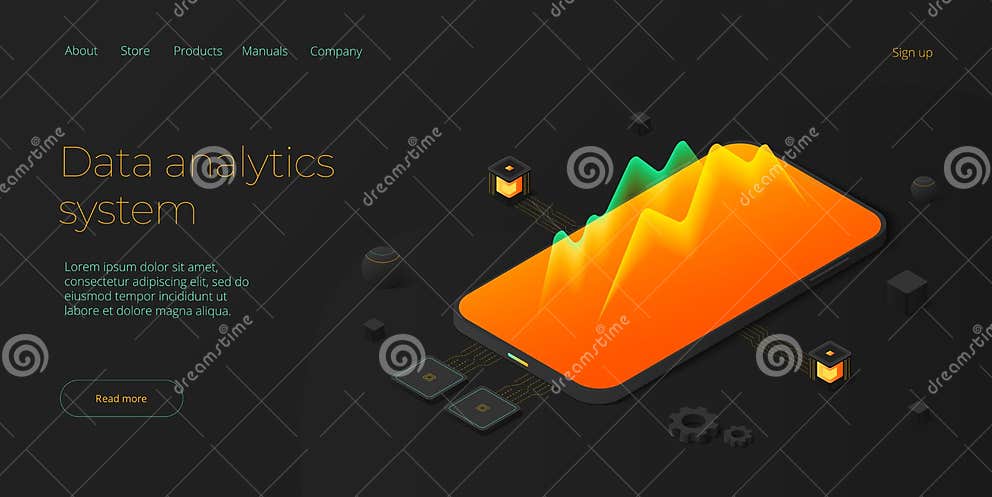 Predictive Analytics in Isometric Vector Illustration. Data Mining ...