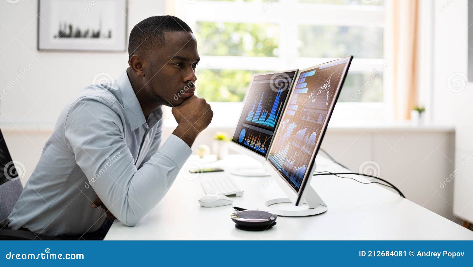 Predictive Business Analytics. African American Analyst Stock Image ...