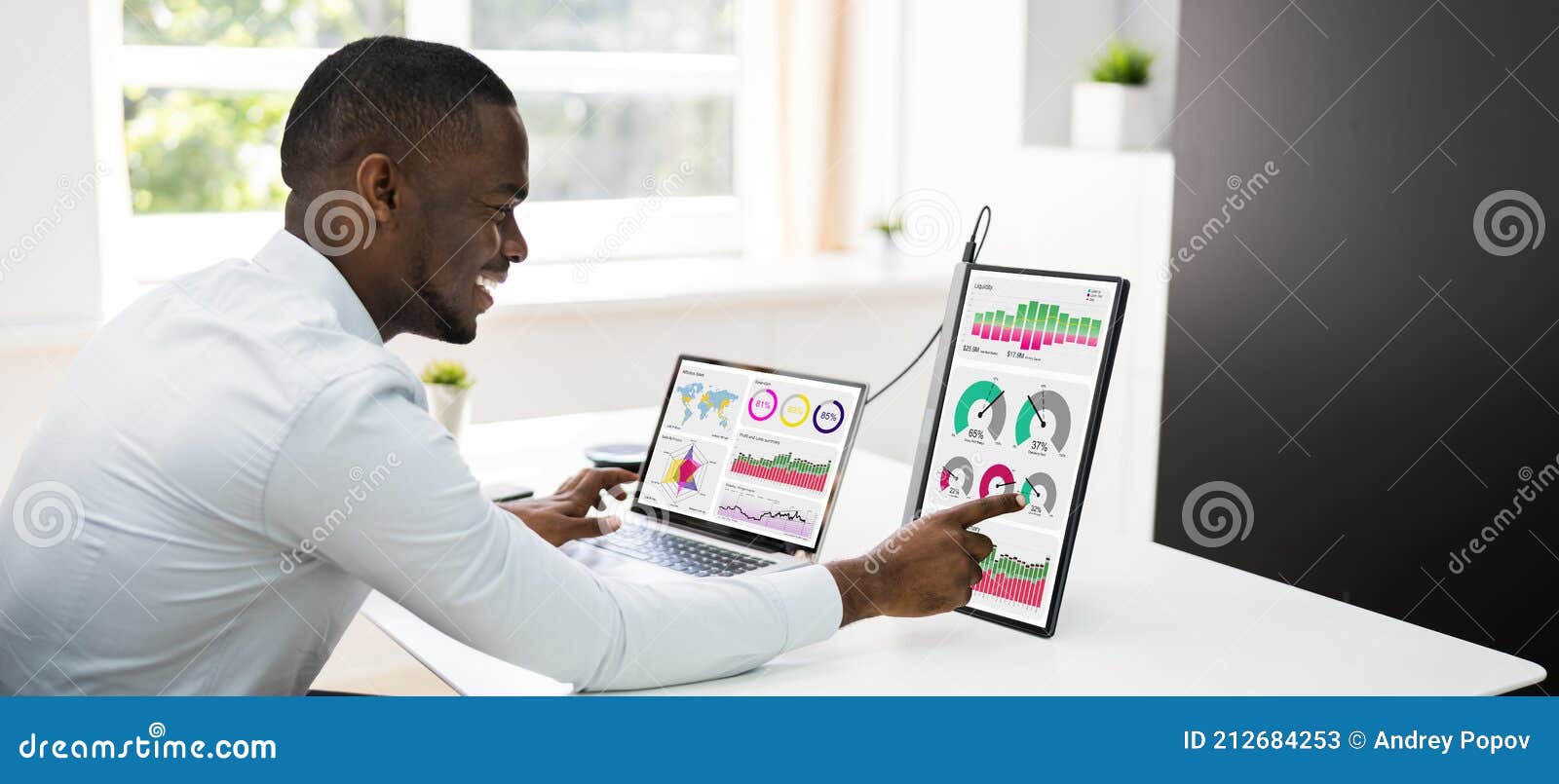 Predictive Business Analytics. African American Analyst Stock Image ...