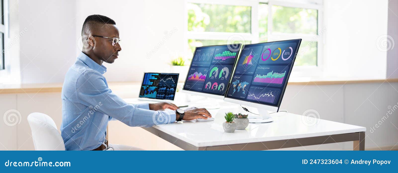 Predictive Business Analytics. African American Analyst Stock Photo ...