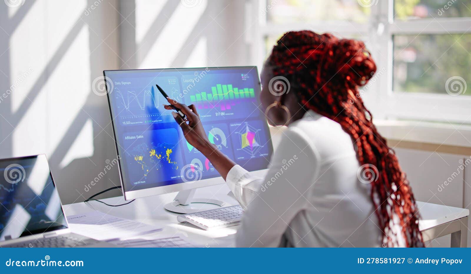 Predictive Business Analytics. African American Analyst Stock Image ...