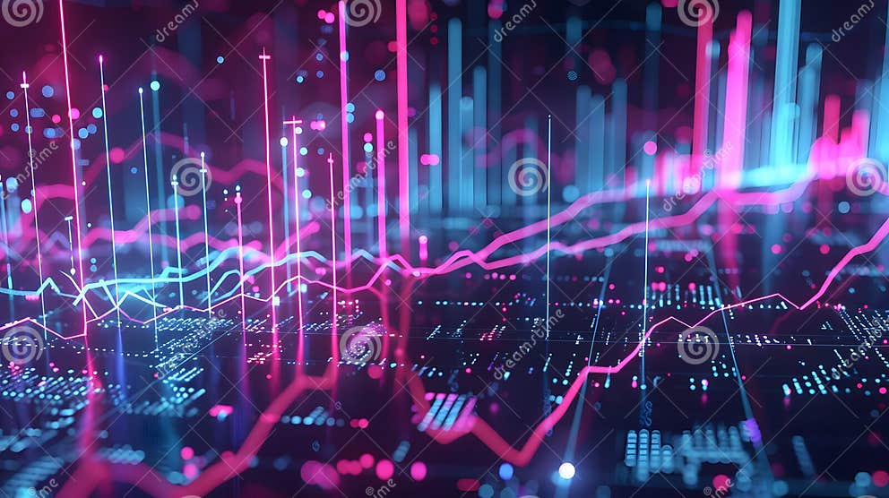 Predictive Data Analysis Glowing Trend Lines and Graph Stock ...