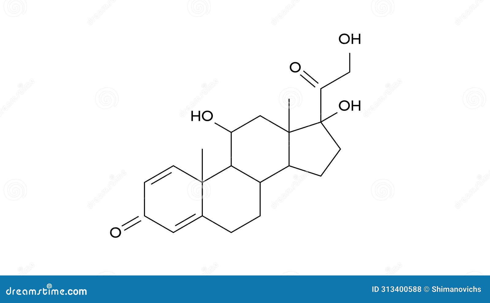 Prednisolone Molecule, Structural Chemical Formula, Ball-and-stick ...