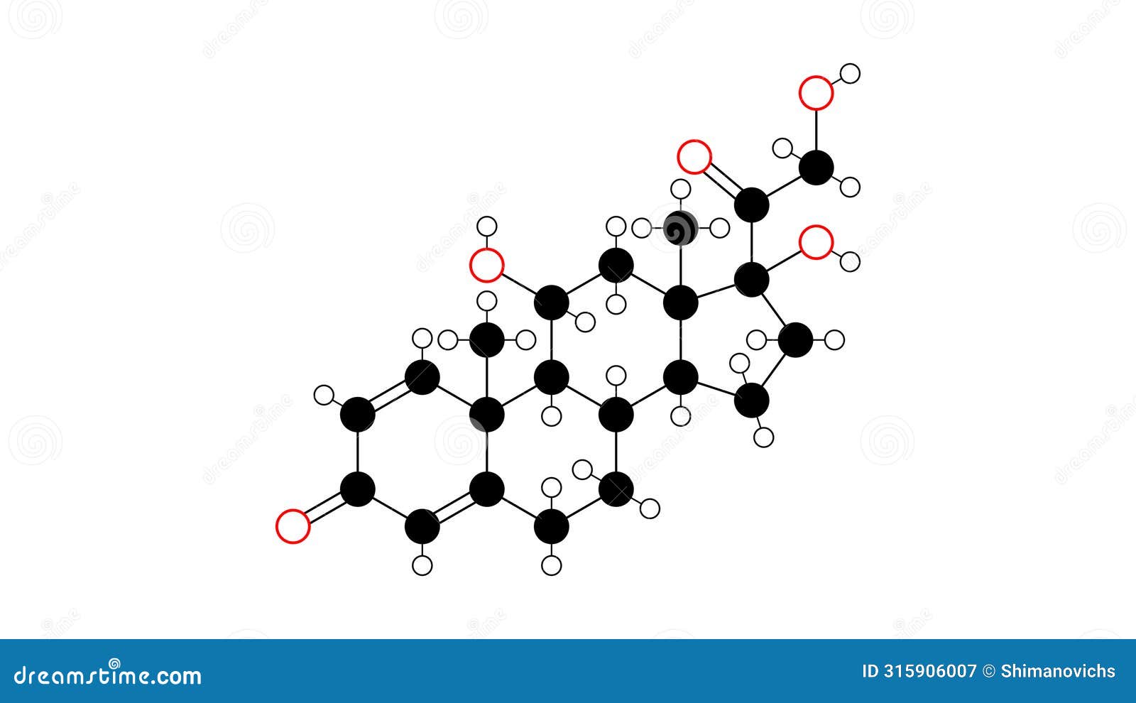 Prednisolone Molecule, Structural Chemical Formula, Ball-and-stick ...
