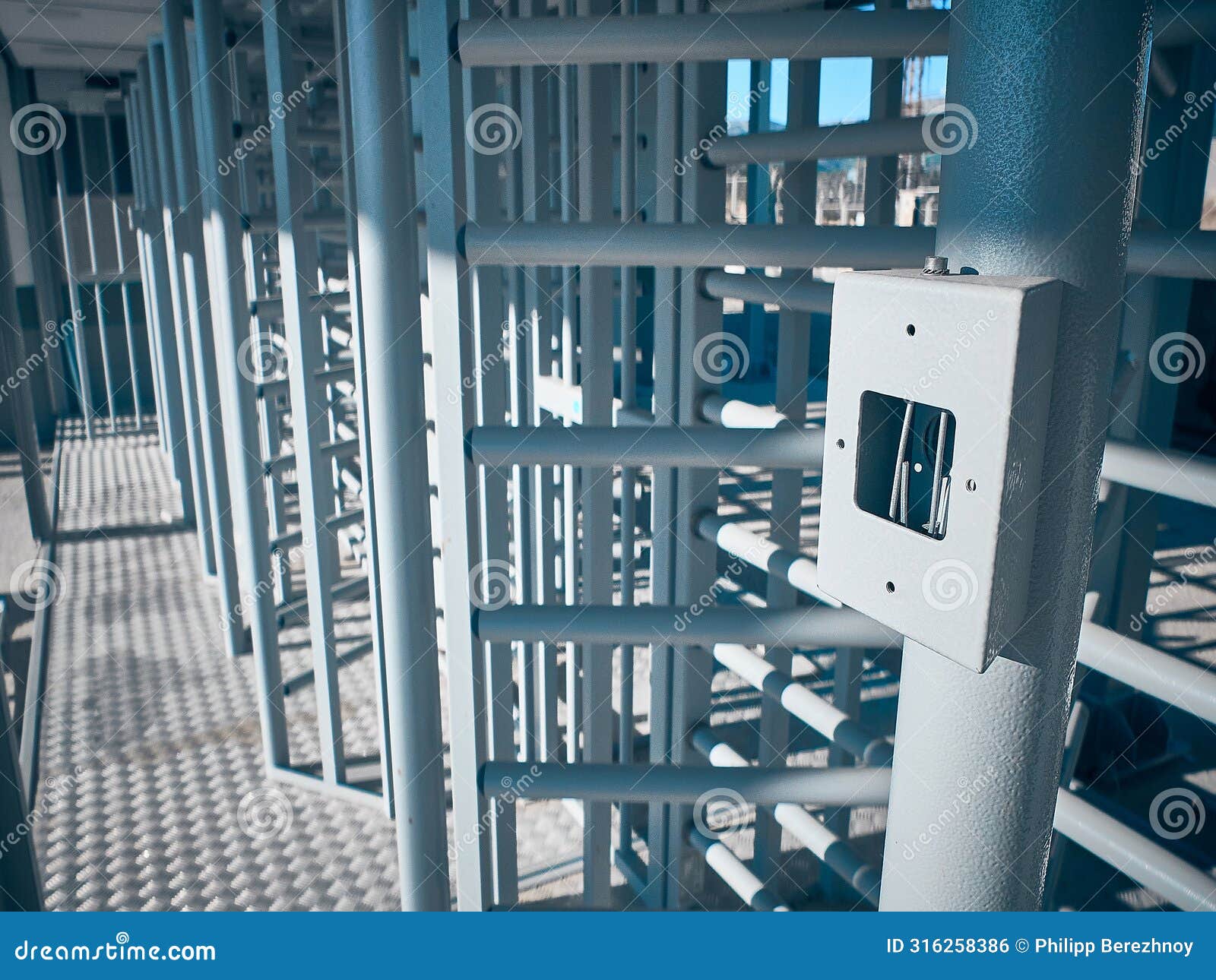 Prefabricated Checkpoint with Turnstile Stock Photo - Image of boundary ...