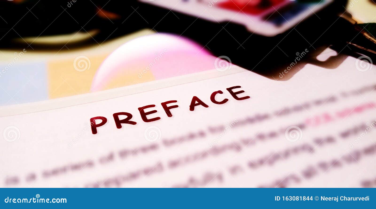 Preface Text Written with Objects Display Stock Photo - Image of ...