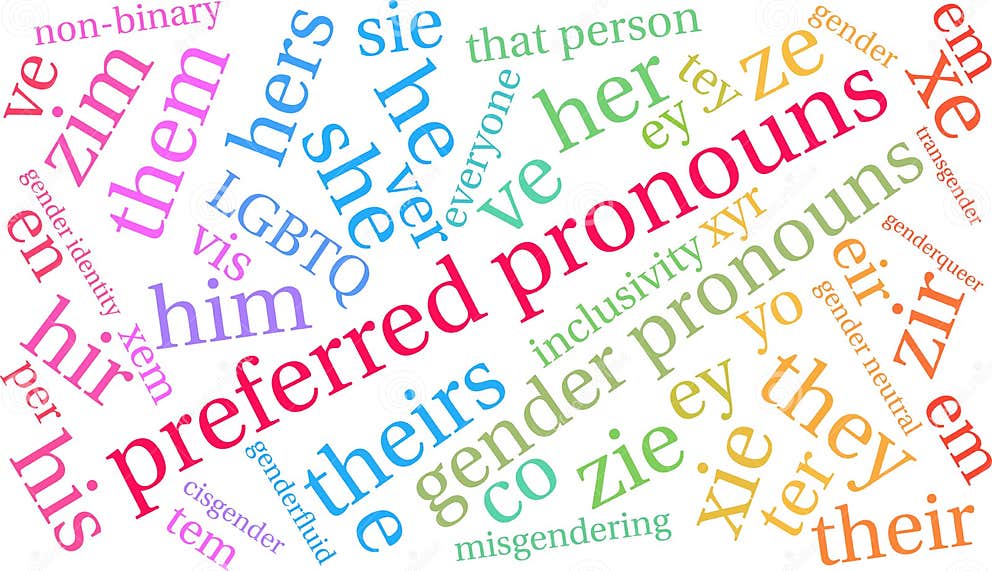 Preferred Pronouns Word Cloud Stock Vector - Illustration of binary ...