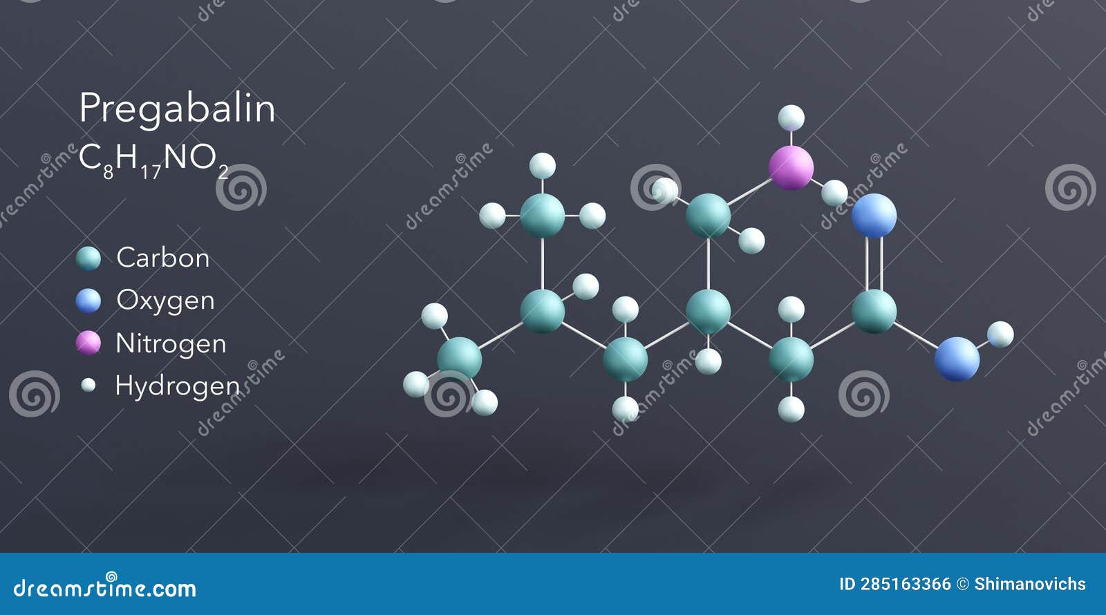 Pregabalin Molecule. It Is Anticonvulsant, Anxiolytic Drug Used To ...
