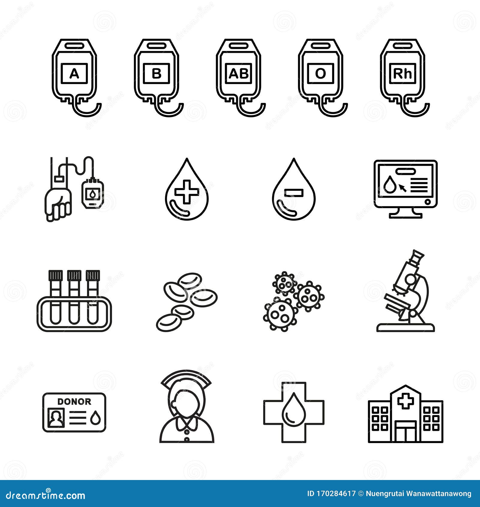 Blood Donation Icon Set. the Procedure for Delivery and Blood Analysis ...