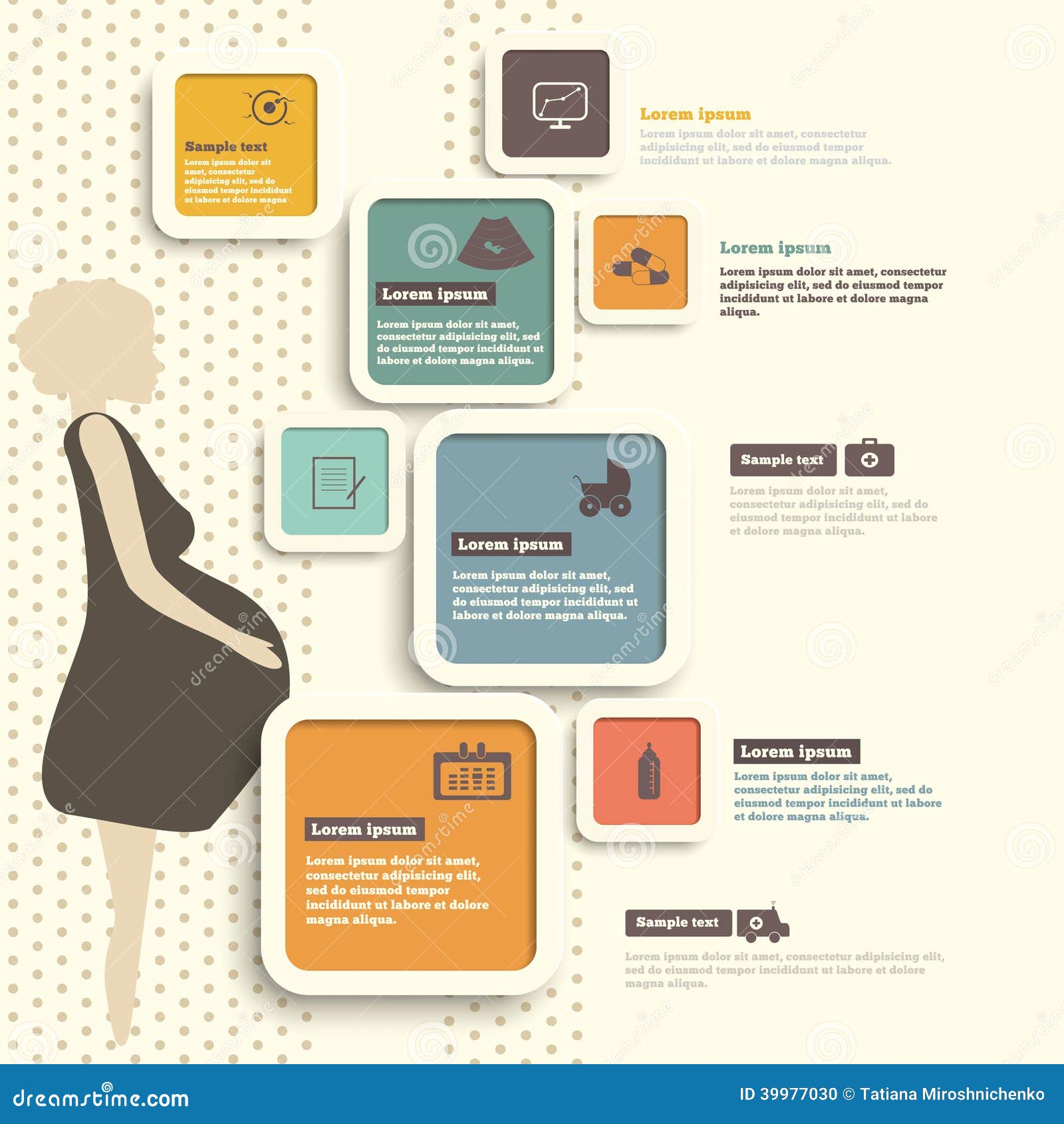 Pregnancy And Birth Infographics And Icon Set Vector Illustration ...