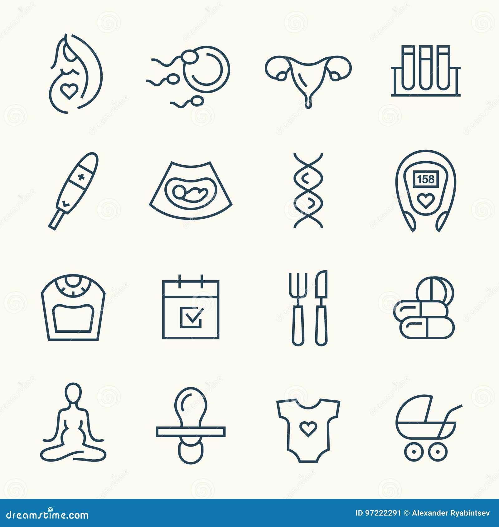 Pregnancy icons stock vector. Illustration of childbirth - 97222291